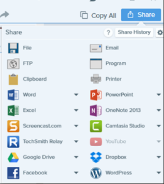 Snagit Sharing option – Elearning Supporter
